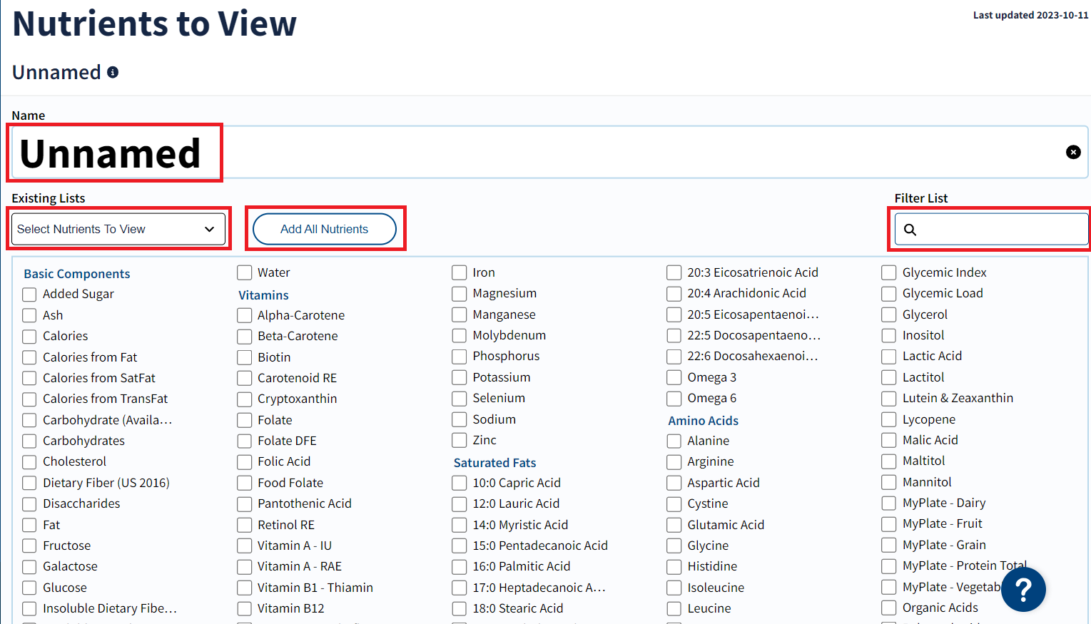 How do I create a custom set of nutrients to view or show in reports ...