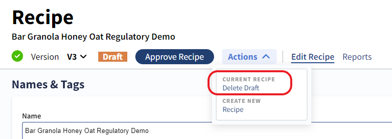 How do I delete a draft of an Ingredient or a Recipe? – Genesis Foods