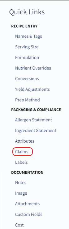 Manage U.S. Nutrient Content Claims – Knowledge Base