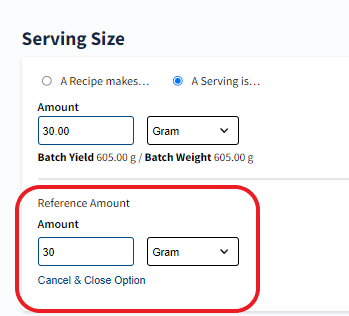 How do I change the Reference Amount used in Nutrient Content Claims ...