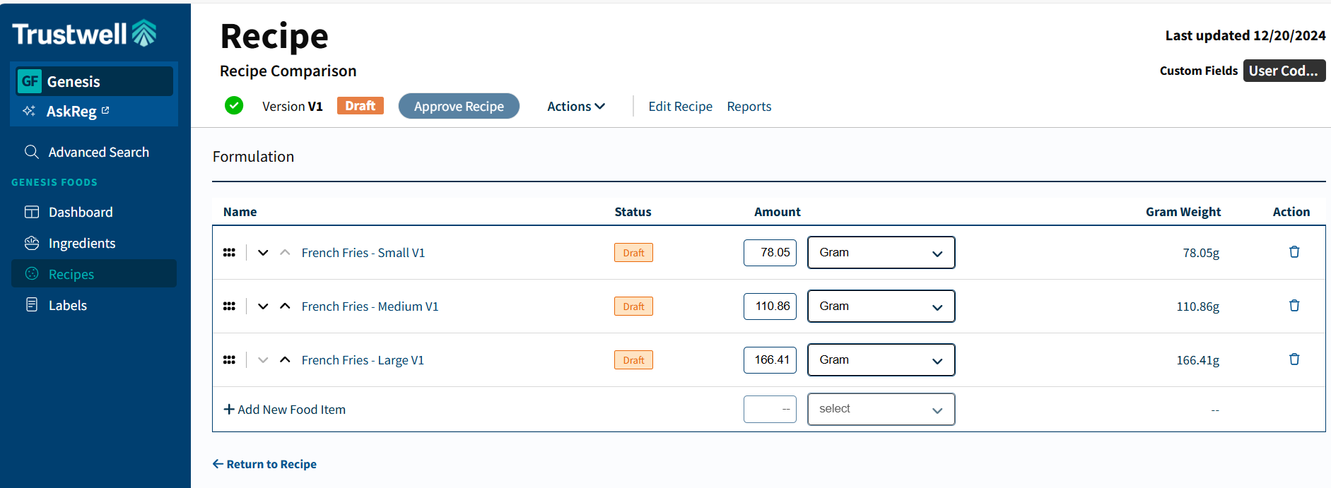 How Can I Compare Multiple Recipes' Nutritional Data? – Genesis Foods