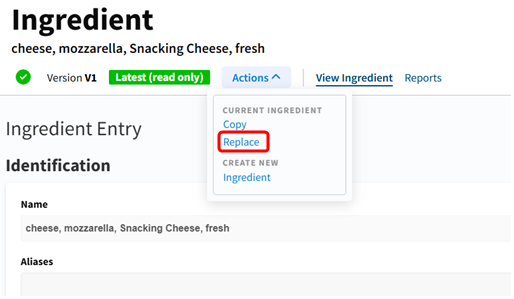 Find and Replace Ingredients or Recipes across all formulations where ...