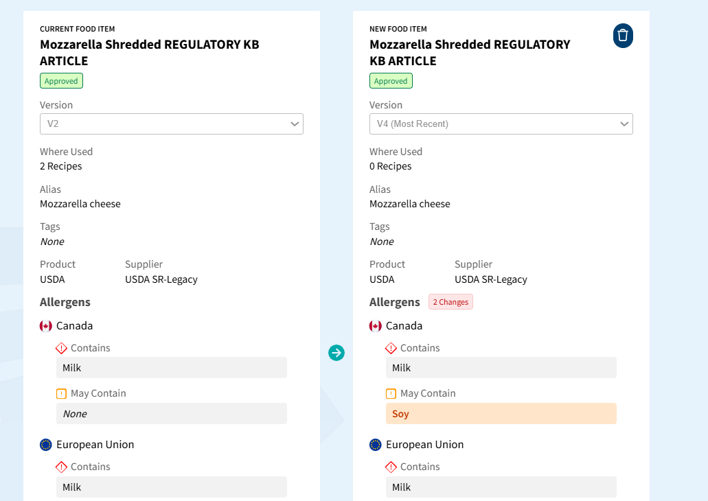 Find and Replace Ingredients or Recipes across all formulations where ...